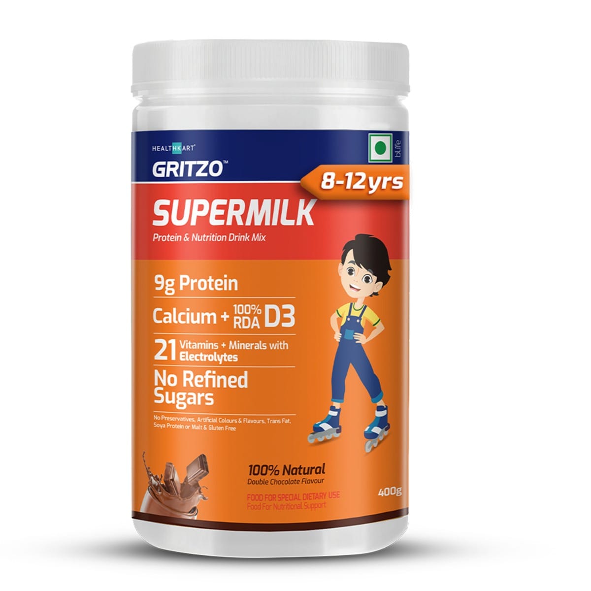 Gritzo Supermilk Daily Nutrition(8-12Y Young Athlete),9G Protein With ...