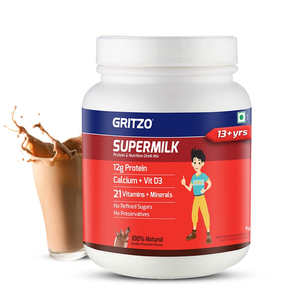 Gritzo SuperMilk Daily Nutrition (13+y Teen Athletes), 12g Protein ...