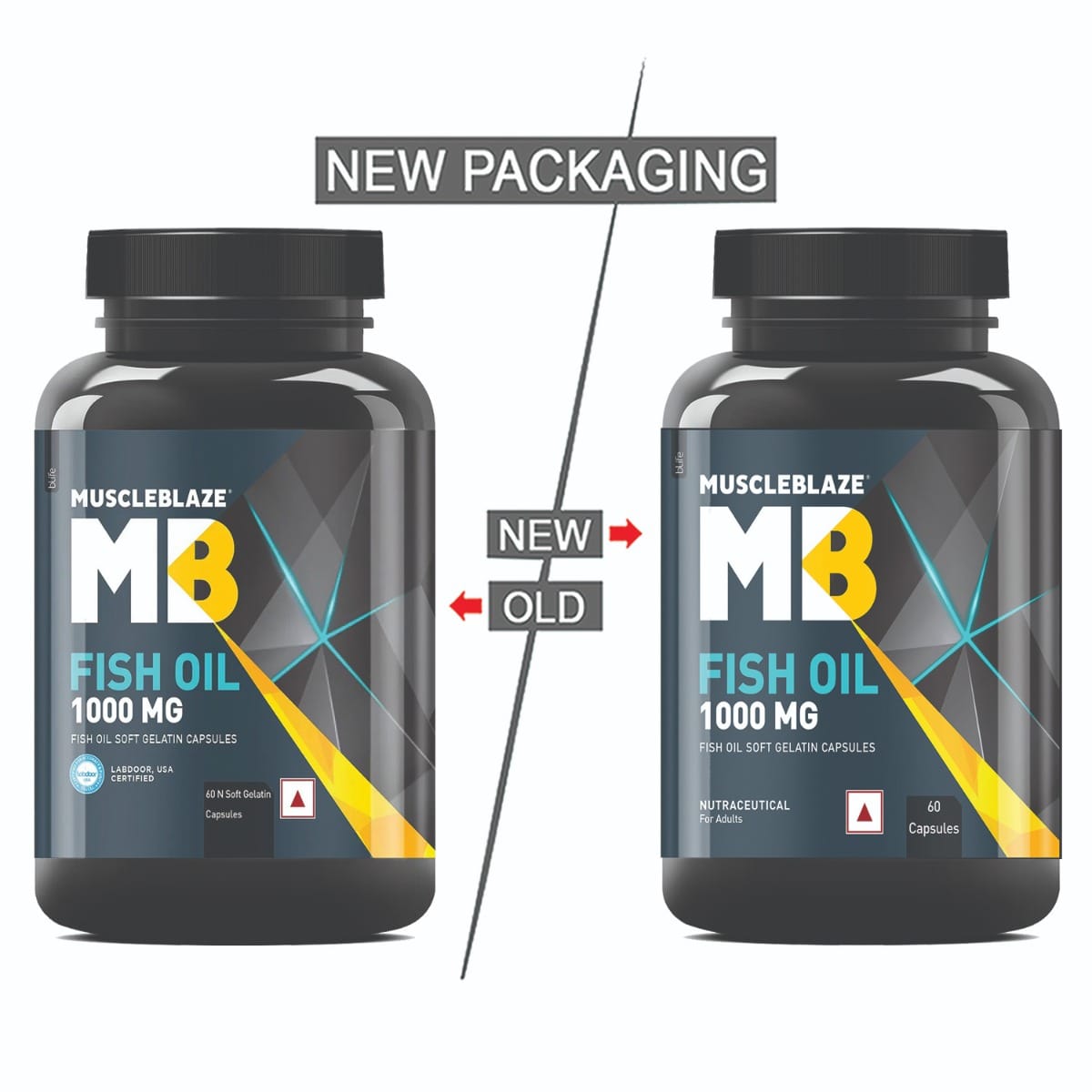 MuscleBlaze MB Fish Oil 1000mg | 60 Capsules | Muscle | Brain | Heart