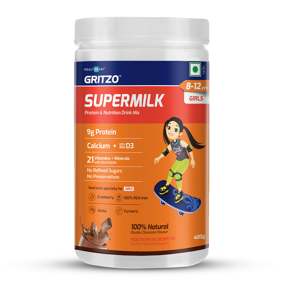 Gritzo Supermilk Daily Nutrition(8-12Y Girls),10G Protein With Zero ...