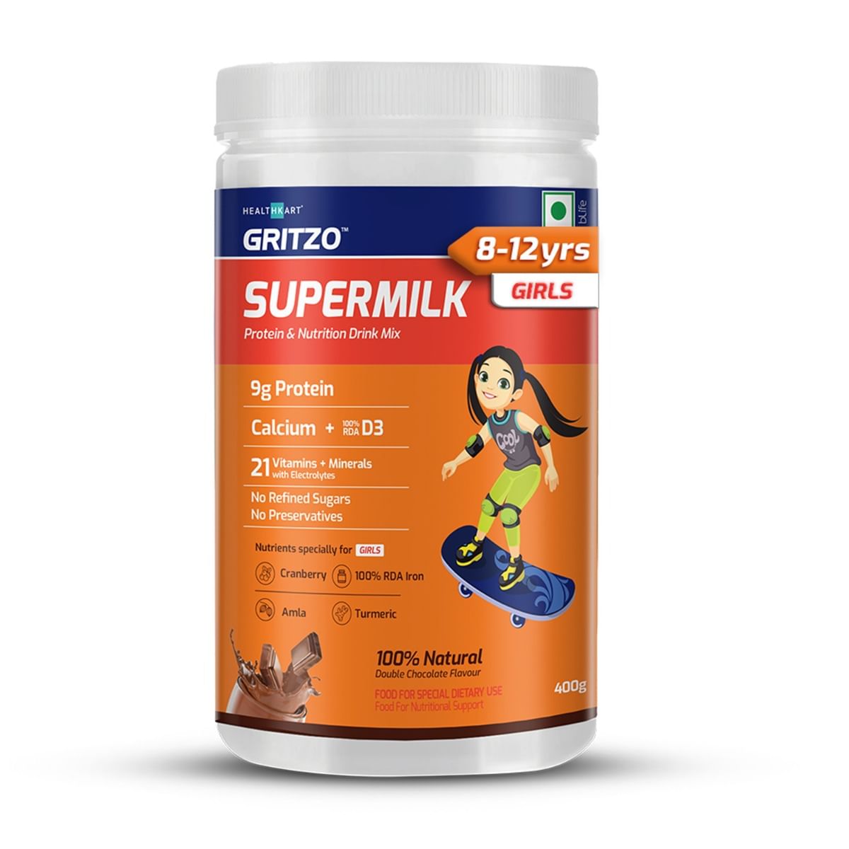 Gritzo Supermilk Daily Nutrition(8-12Y Girls),10G Protein With Zero ...