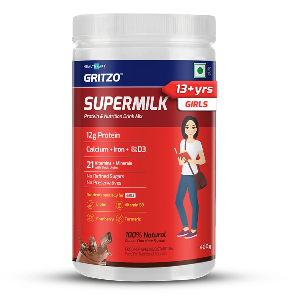 Gritzo Supermilk Daily Nutrition(13+Y Girls),12G Protein With Zero ...