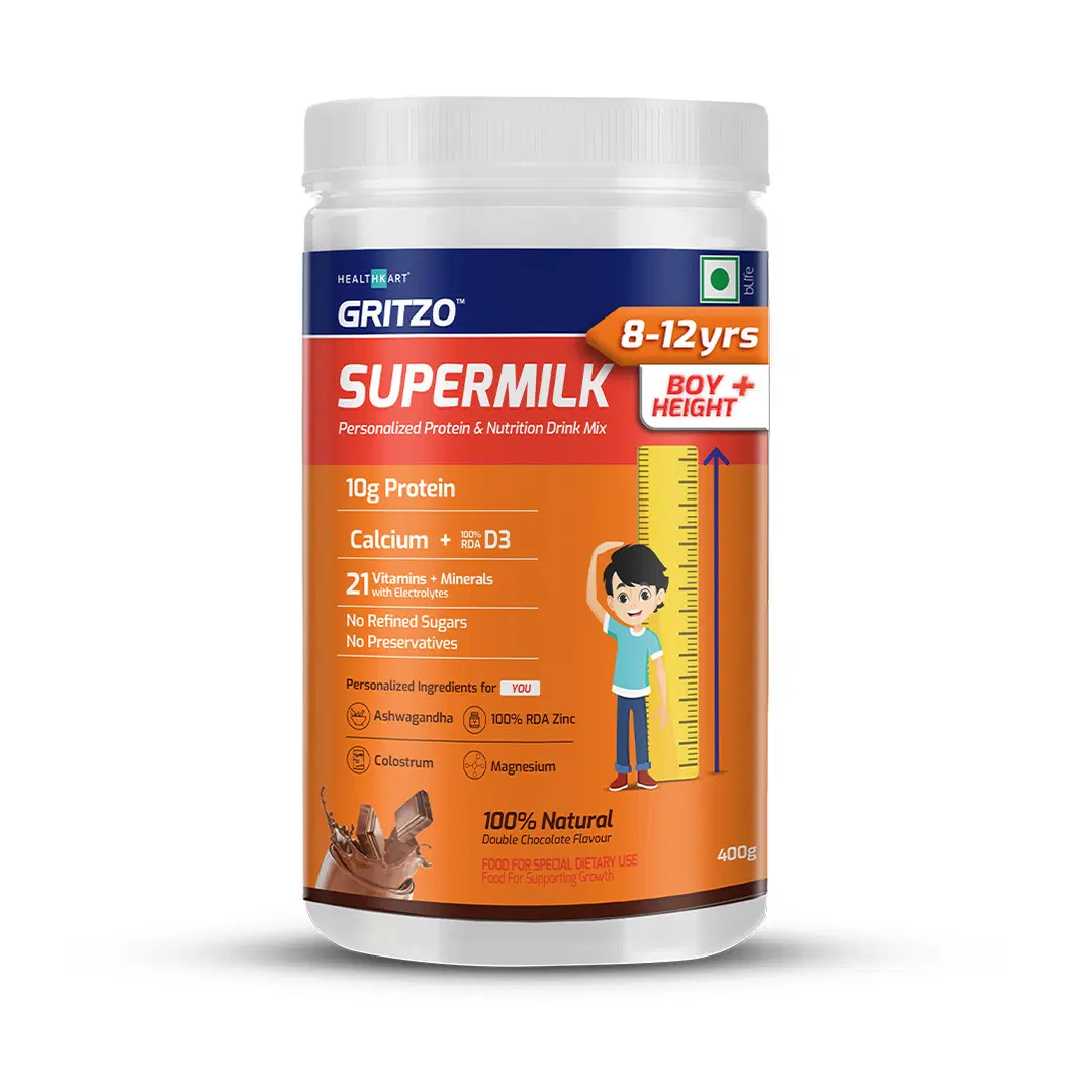 Gritzo Supermilk Height+(8-12Y Boys),10G Protein With Zero Refined ...