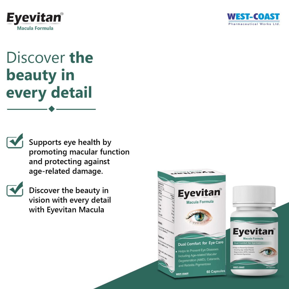 Westcoast Eyevitan Macula Formula Dual Comfort for Eye Care, Reduces ...