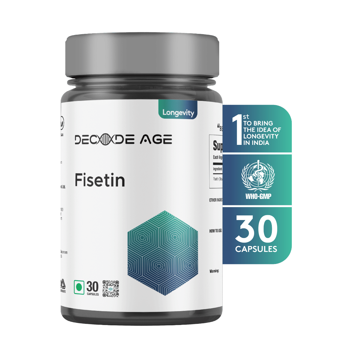 Decode Age Best Fisetin 99% Pure, Senolytic Activator 100 mg (30 Veg ...