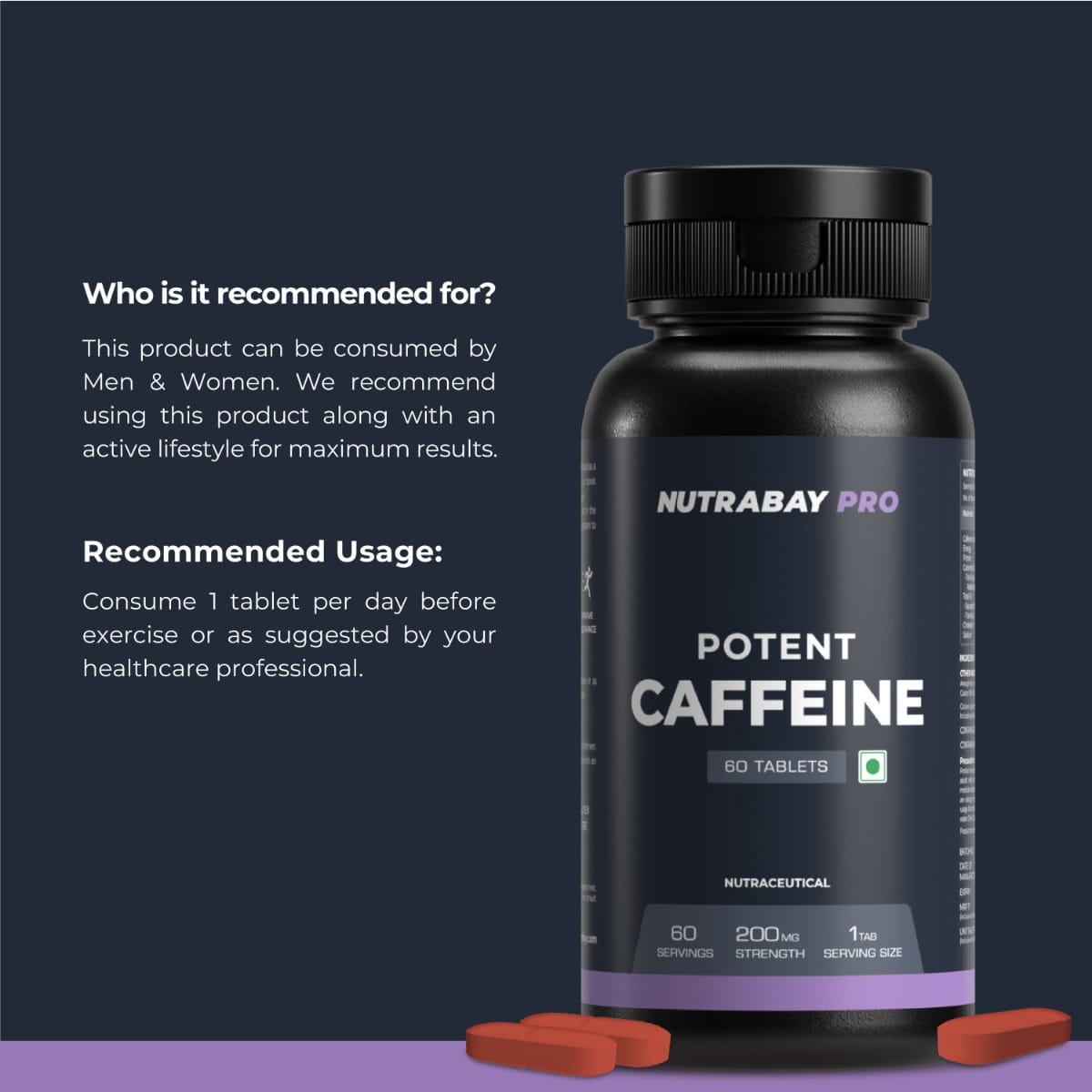 Nutrabay Pro Potent Caffeine 200mg Tablet | Natural Stimulant for ...