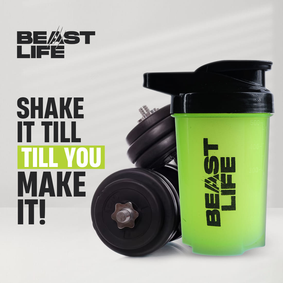 BEASTLIFE Plastic Shaker Bottle With Lid For Gym Shaker 100% Leak Proof ...