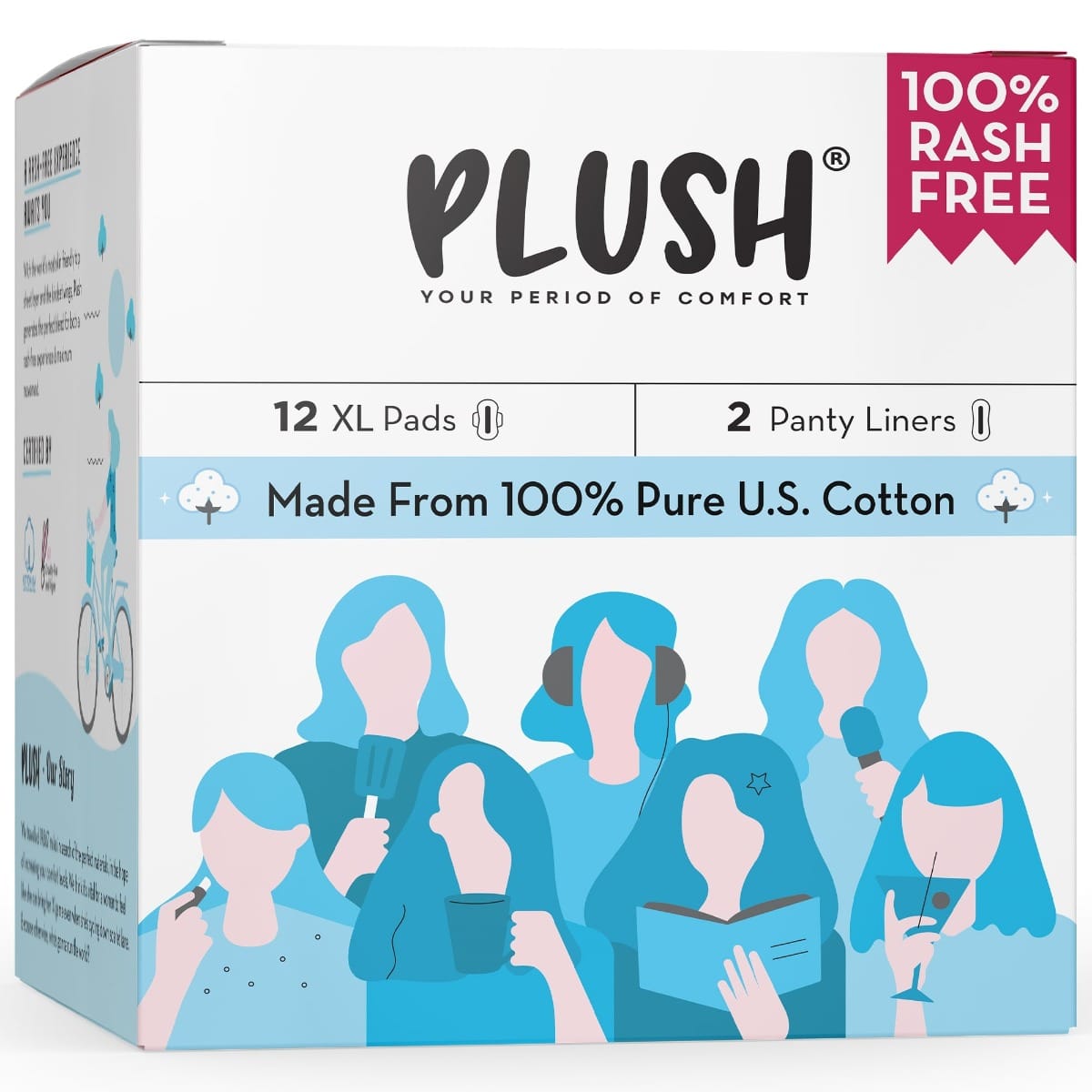 Plush Rash-Free Sanitary Pads - 12XL + 2 Free Panty Liners
