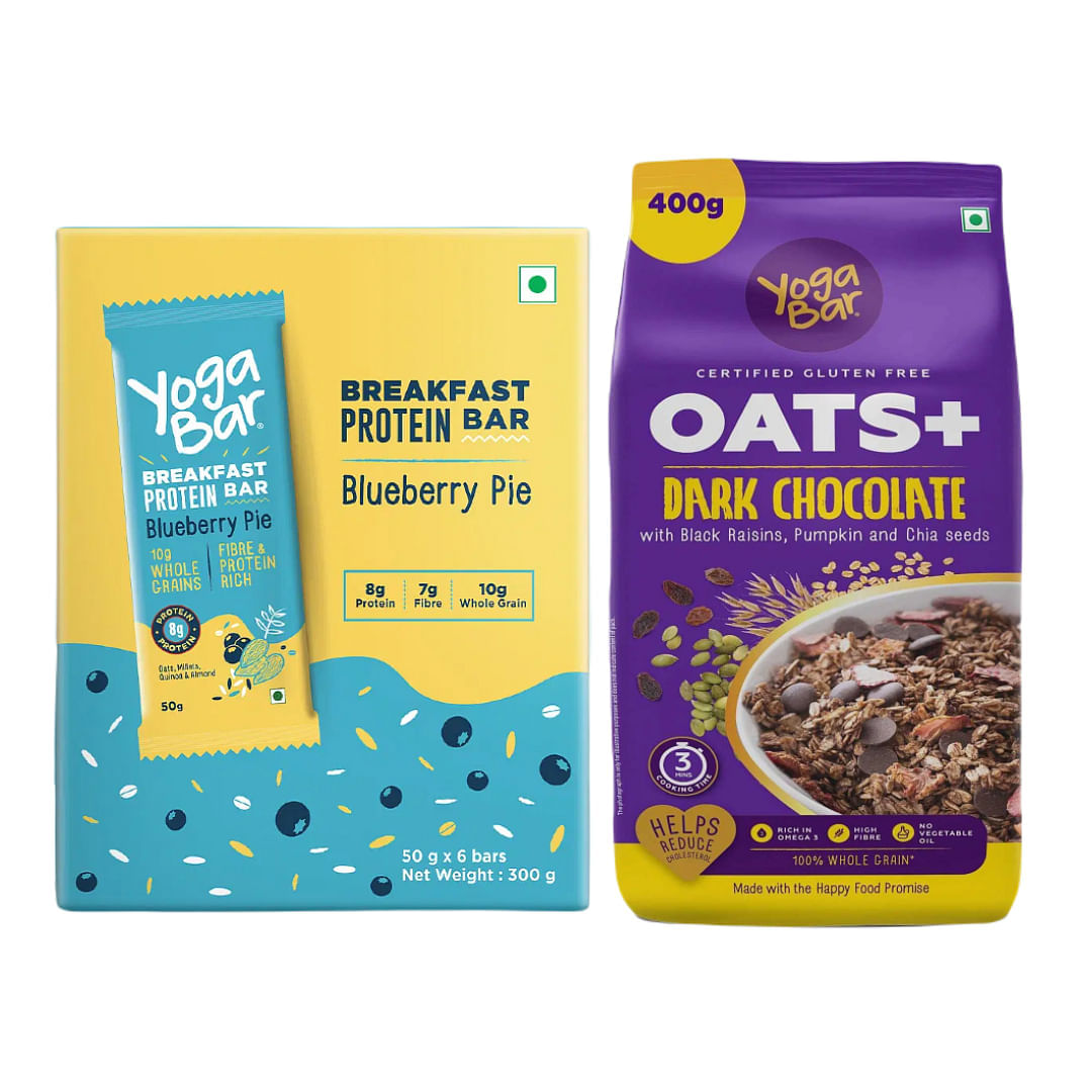 Yogabar Breakfast Protein Blueberry Bars - 50 g x 6 Bars & Yogabar Dark ...