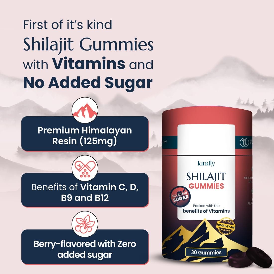 Kindly Health Pure Original Himalayan Shilajit/Shilajeet Gummies for ...
