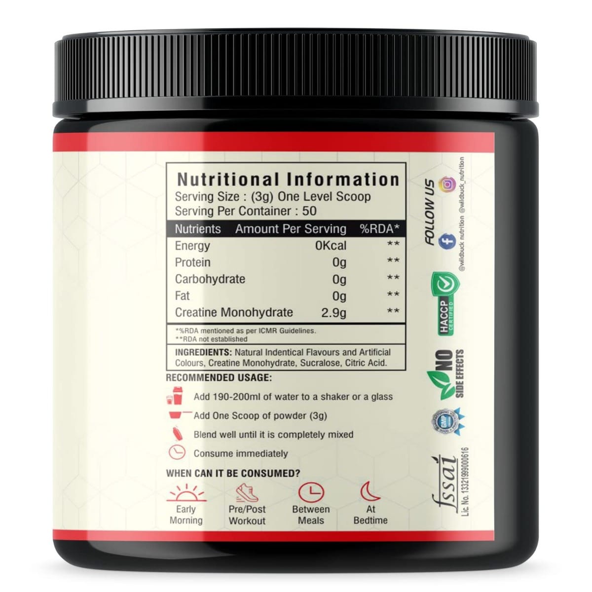 WILD BUCK Creatine Monohydrate Powder, Strength, Reduce Fatigue, 100% ...