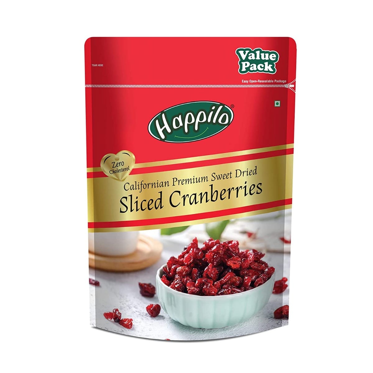 Happilo Californian Premium Sweet Dried Sliced Cranberries 200g