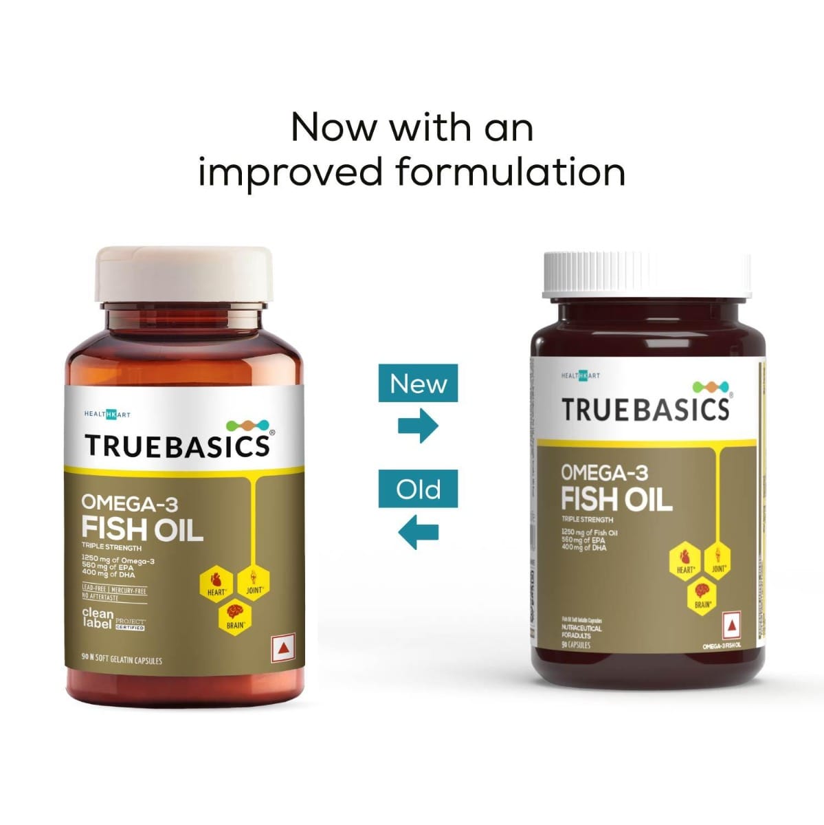 TrueBasics Omega 3 Fish Oil Capsules for Men and Women, Triple Strength ...