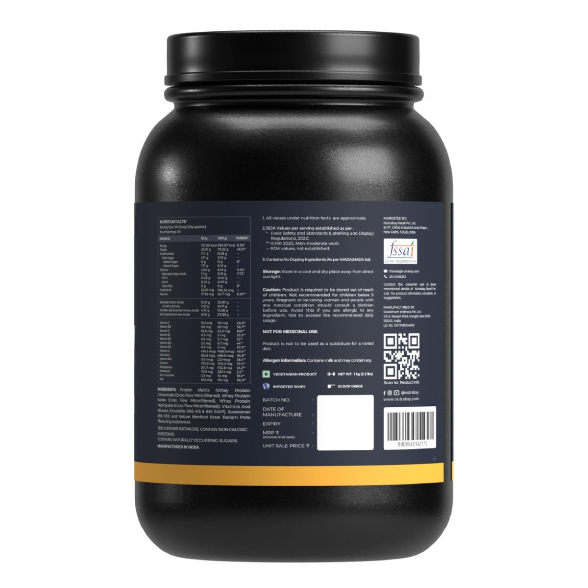 Nutrabay Gold Tri Blend Whey Protein Powder (Hydrolyzed, Isolate ...