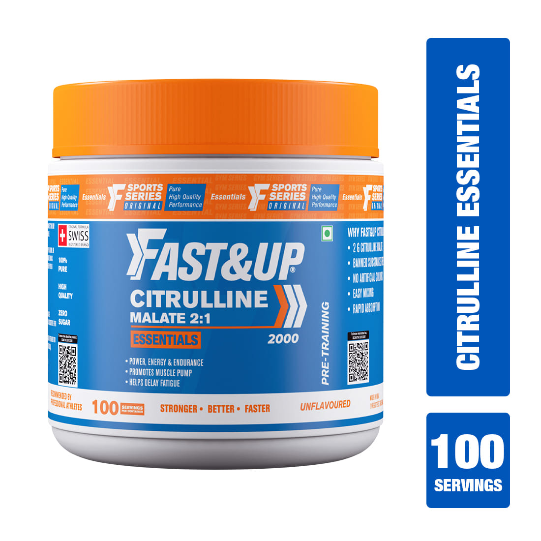 Fast & Up Citrulline Malate 2:1 - 100 Servings EAA (Essential Amino ...