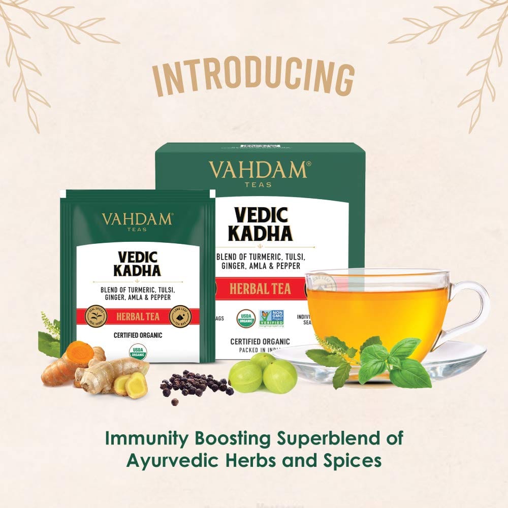 VAHDAM - Organic Ayurvedic Kadha Tea 15 TBS | Herbal Tea for Immunity ...