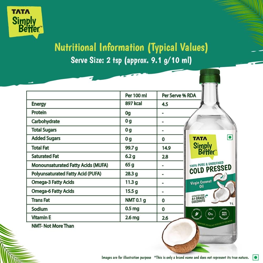 Tata Simply Better Virgin Coldpressed Coconut Oil - 1L
