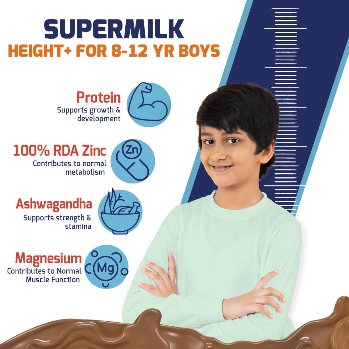 Gritzo Supermilk Height+(8-12Y Boys),10G Protein With Zero Refined ...