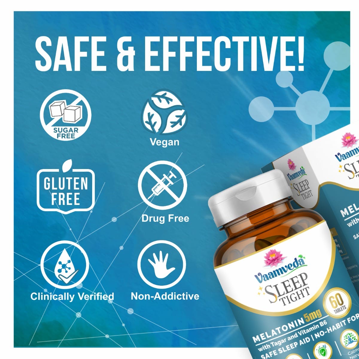 Vaamveda Sleep Tight Melatonin 5mg Tablets Deep Sleep Melatonin ...