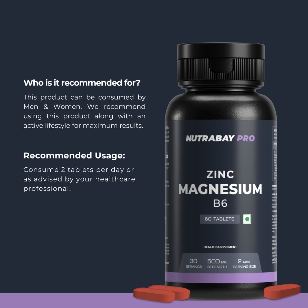 Nutrabay Pro Zinc Magnesium with Vitamin B6 (ZMA), Restful Sleep, Anti ...