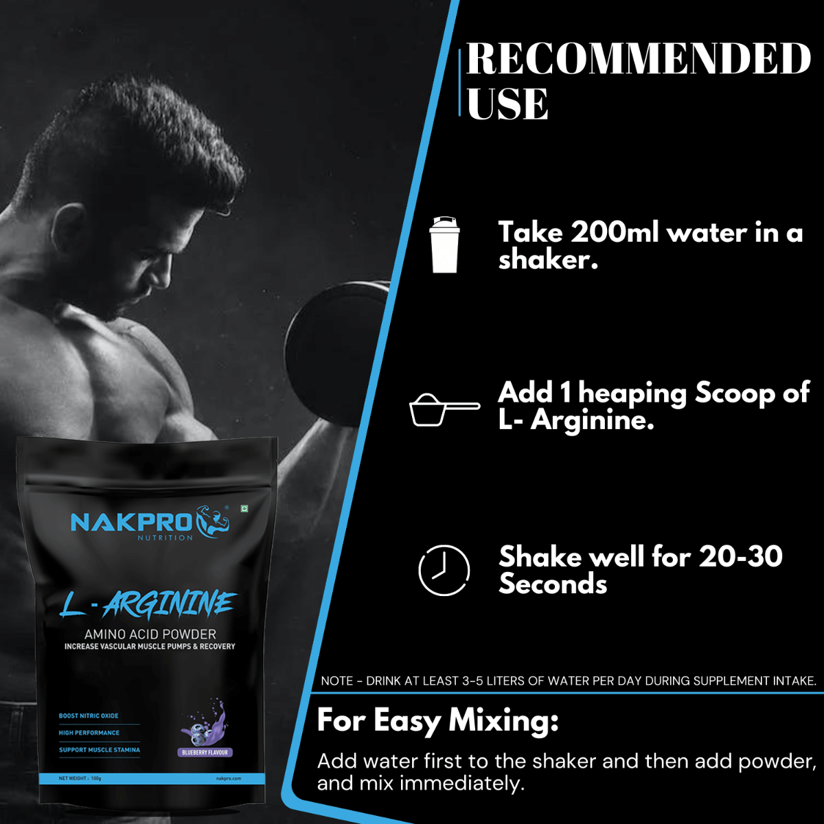 Nakpro L-Arginine Supplement Powder | 2g L-Arginine, 1.8kcal Energy ...