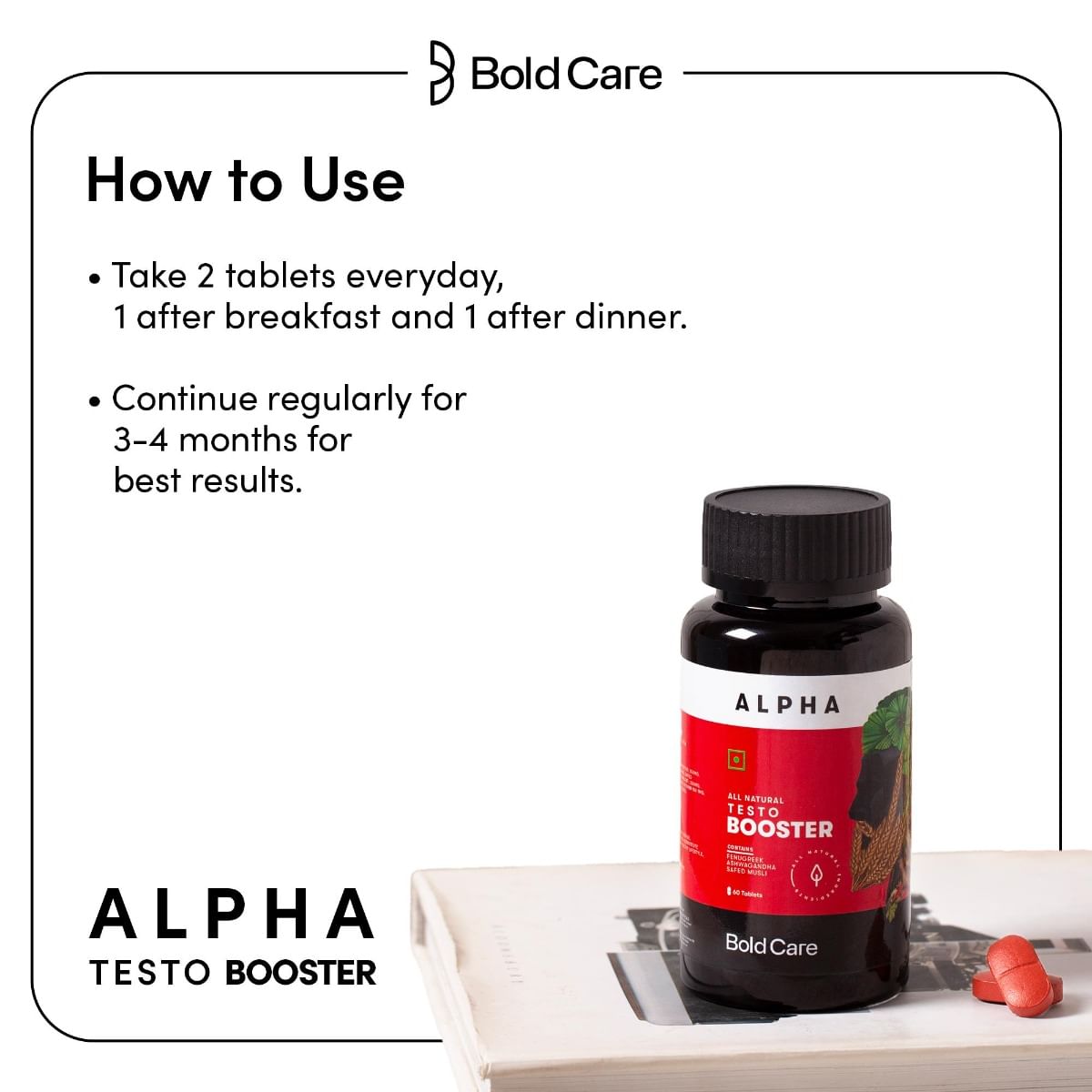 Bold Care Alpha Testosterone Booster, 60 Tablets