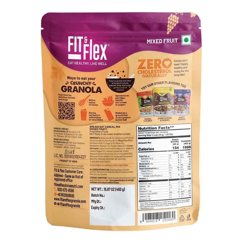 Fit And Flex Baked Granola Breakfast Cereal - Mixed Fruit - 450g