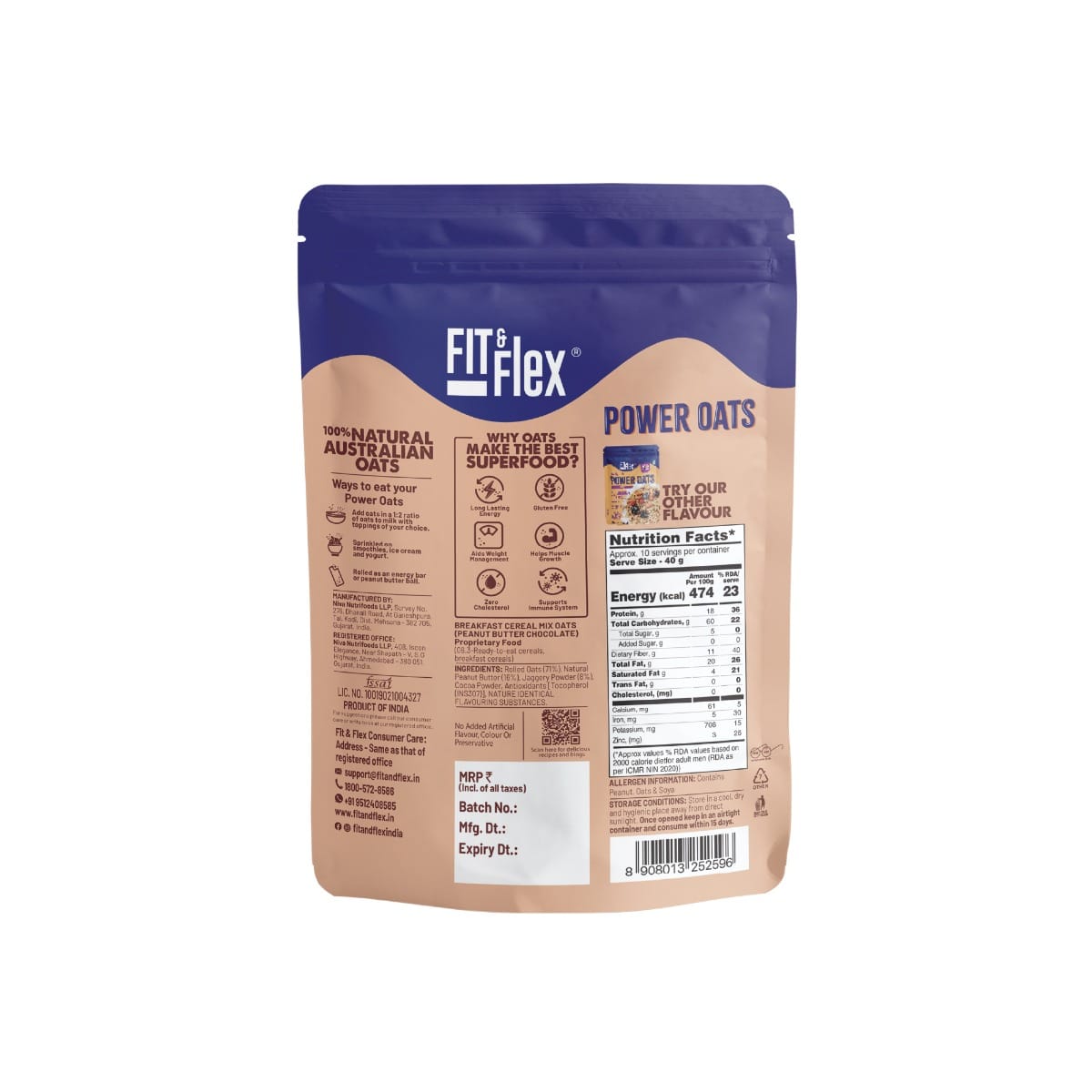 Fit And Flex Power Oats | High Protein, Zero Sugar, Ready To Eat Baked ...