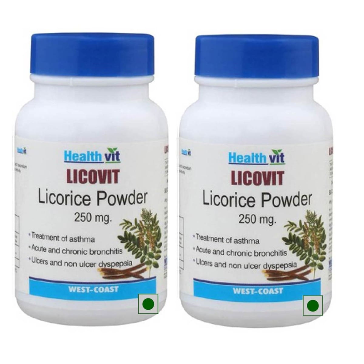 HealthVit LICOVIT Licorice powder 250mg 60 Capsules (Pack Of 2)