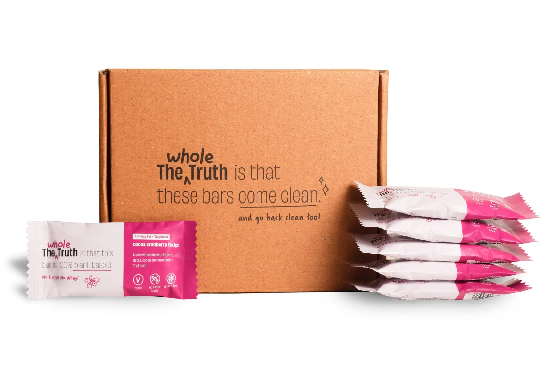 The Whole Truth - Energy Bars | Cocoa Cranberry Fudge | 6 Bars x 40g ...