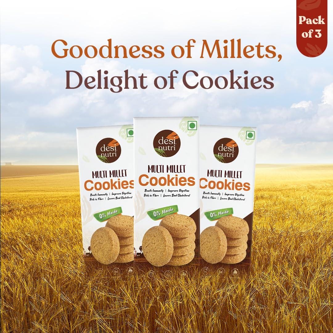 Desi Nutri Multi Millet Cookies Pack of 3-100 GMS Each | Ready to Eat ...