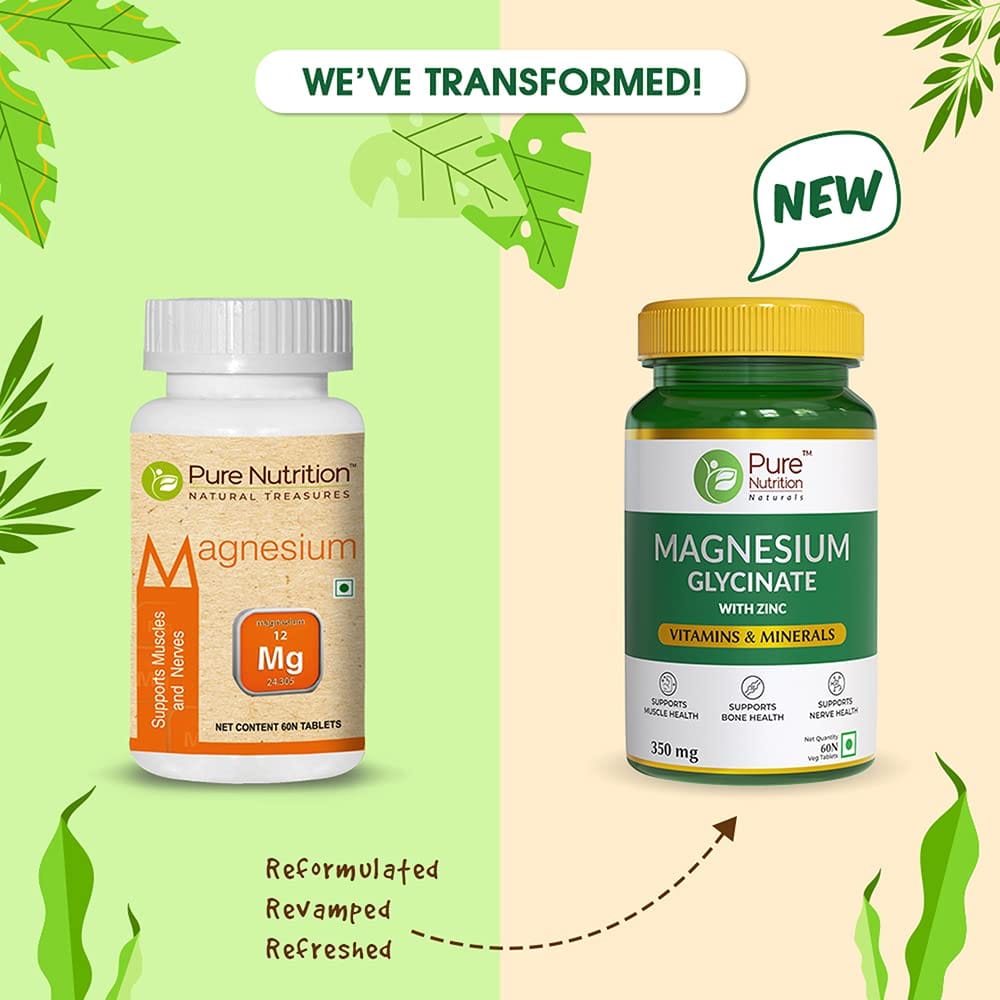 Pure Nutrition Magnesium Glycinate tablets for Bone and Muscle Health ...