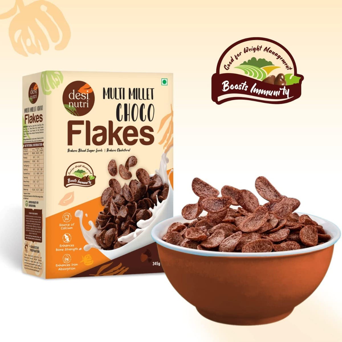 Desi Nutri Multi Millet Health Choco Flakes | Ready to Eat Choco Flakes ...