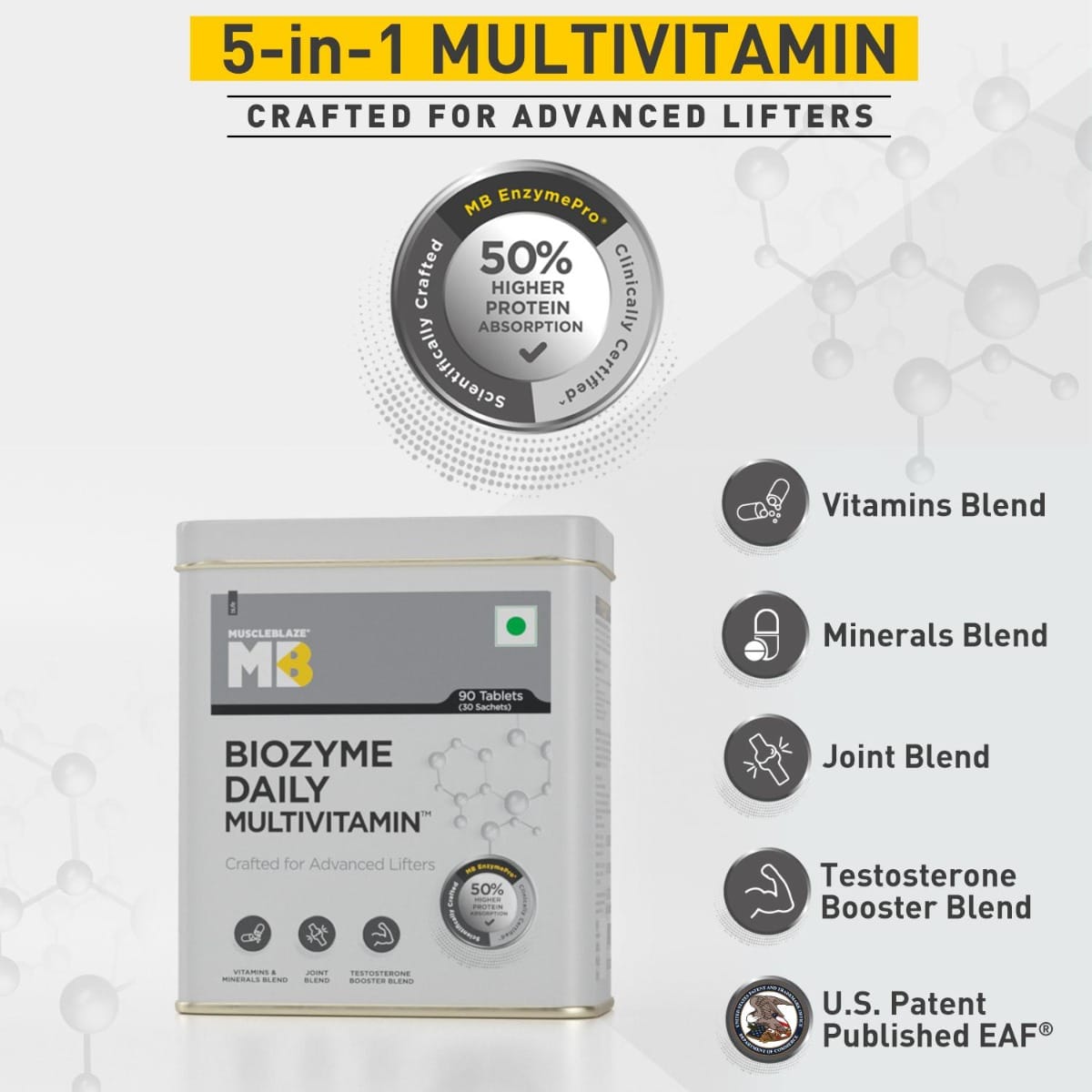 MuscleBlaze MB Biozyme Daily Multivitamin | 90 Tablets | Vitamins ...