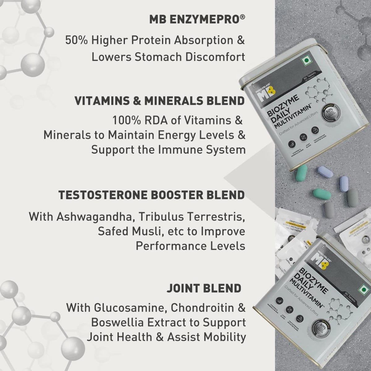 MuscleBlaze MB Biozyme Daily Multivitamin | 90 Tablets | Vitamins ...