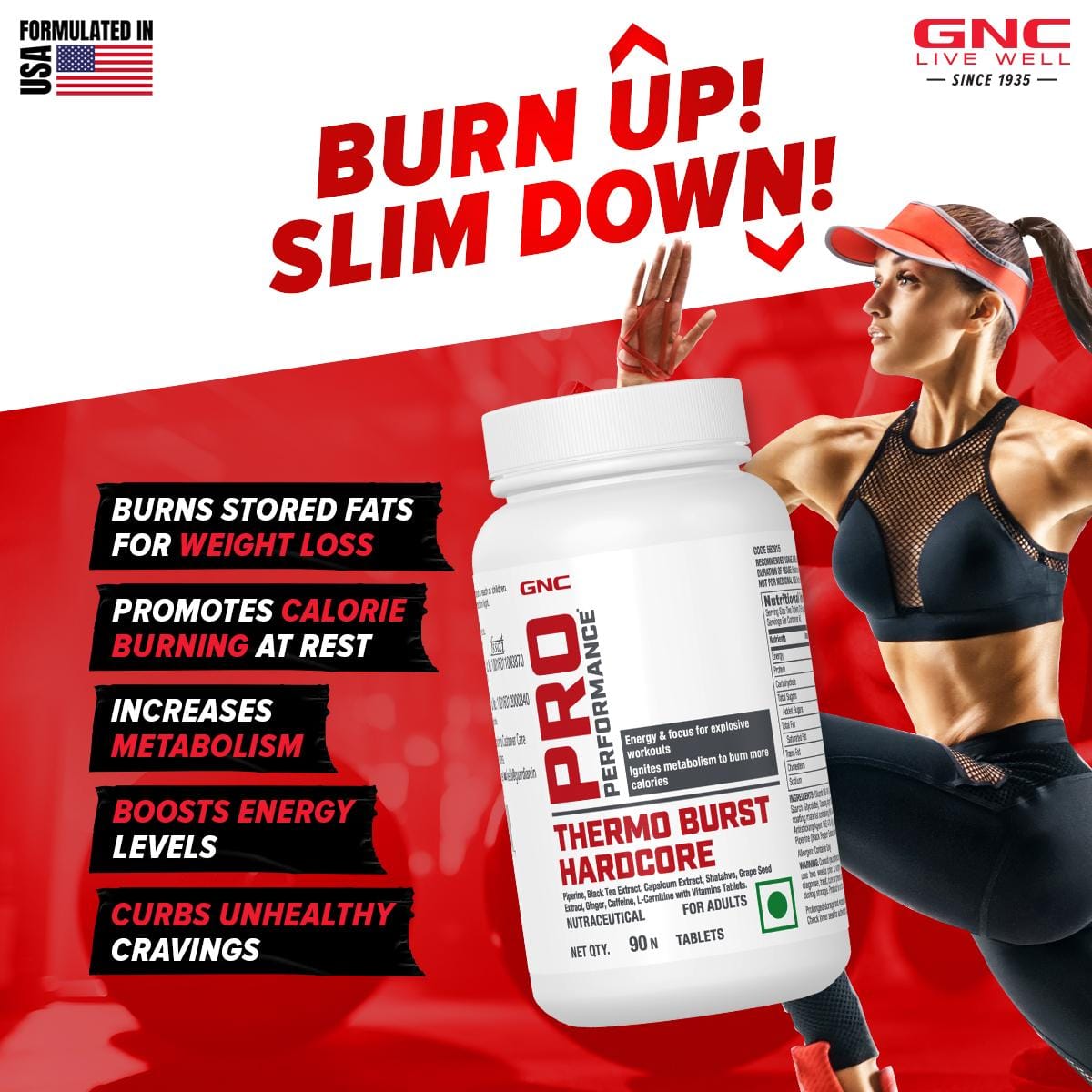 GNC Pro Performance Thermo Burst Hardcore | Burns More Calories | High ...