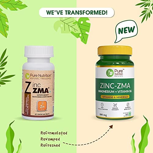 Pure Nutrition Zinc Zma Supplement 800Mg With Magnesium + Vitamin B6 ...
