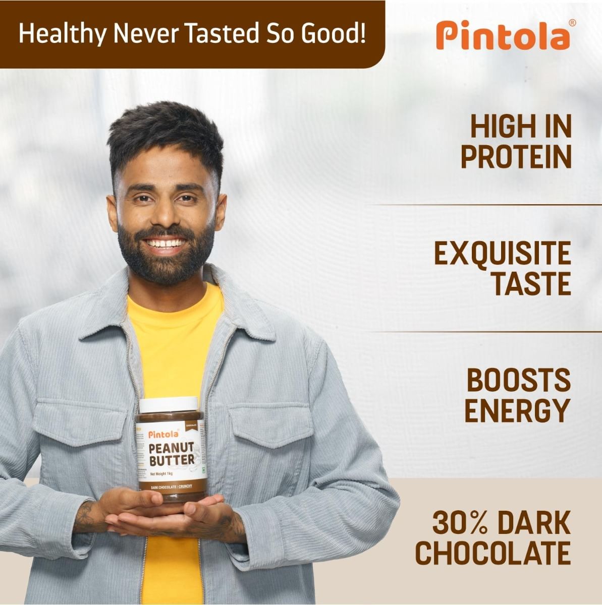 Pintola Peanut Butter Chocolate Flavour Creamy 500g - 18.6g Protein & 5 ...