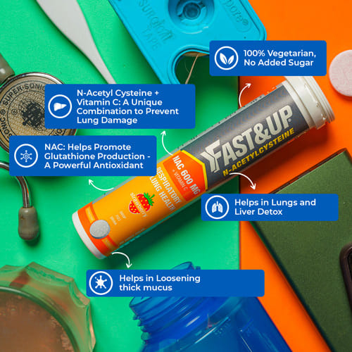 Fast & Up NAC (N - Acetylcysteine) 600mg NAC + 40mg Vitamin C, Lung ...