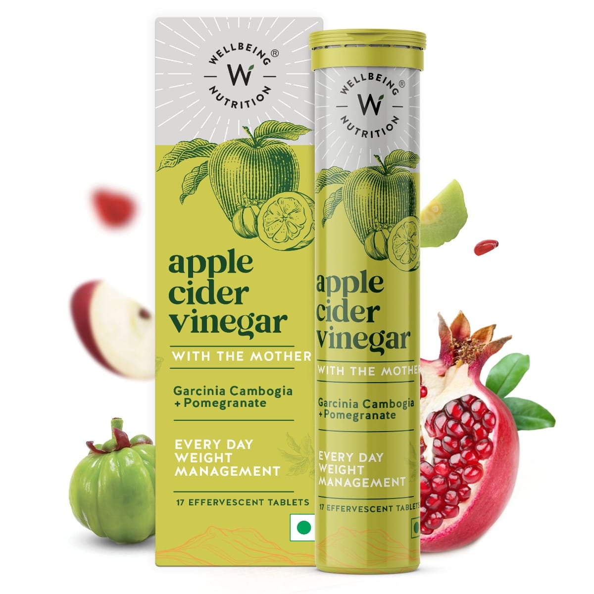 Wellbeing Nutrition Apple Cider Vinegar (ACV) 17 Effervescent Tablets with the Mother and ...