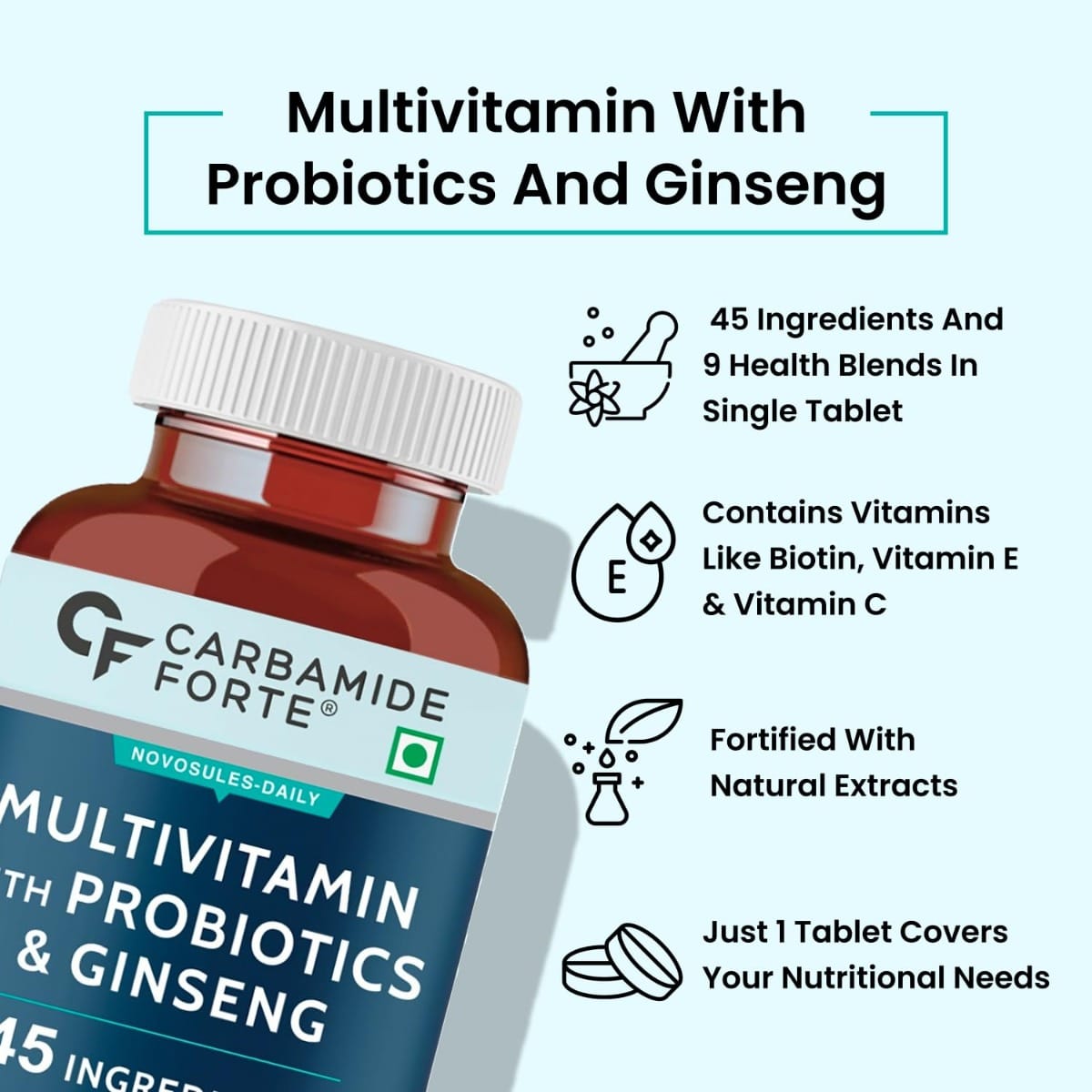 Carbamide Forte Multivitamin Probiotics & Ginseng | 180 Tablets | 45 ...