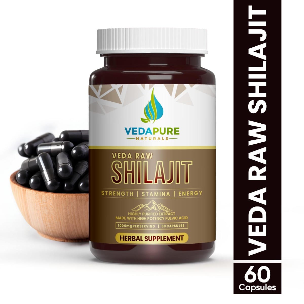 VEDAPURE Pure Himalayan Raw Shilajit Capsule with Highly Purified Original Shilajit Extract ...