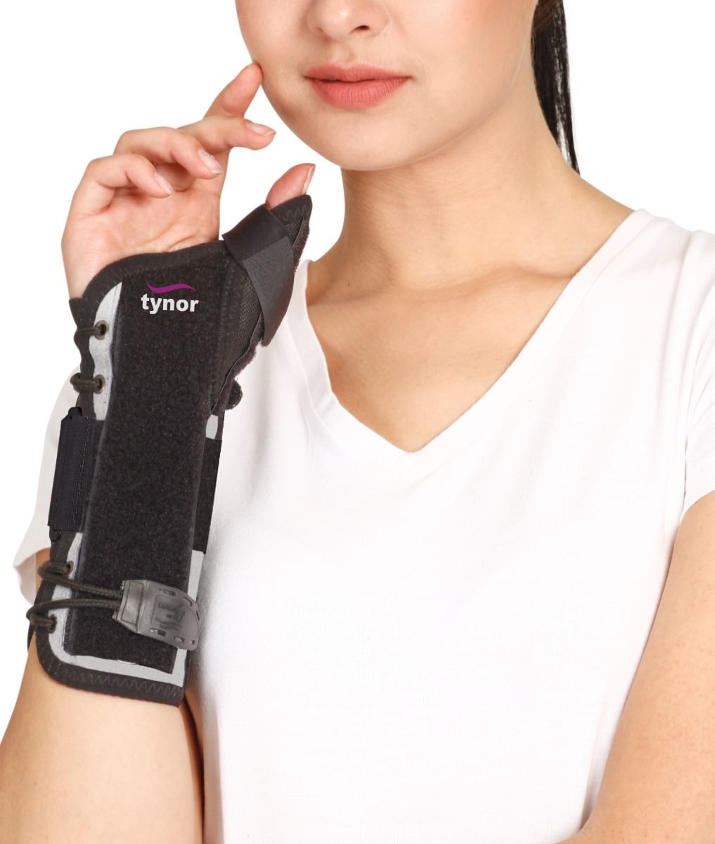 Tynor Wrist Splint with Thumb, Black, Large, 1 Unit