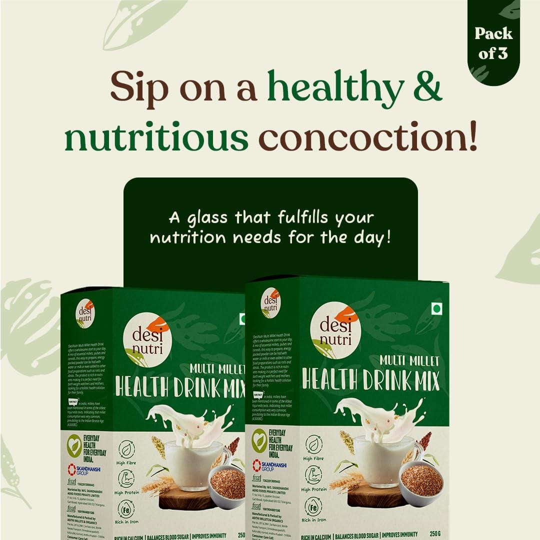 Desi Nutri Multi Millet Health Mix Pack of 2-250 Gms Each | Ready to ...