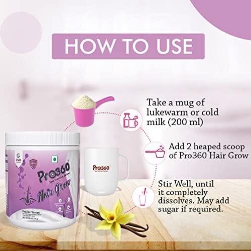 Pro360 Hair Grow Protein Powder for Healthy Hair Growth Nutrition Supplement for Men and Women ...