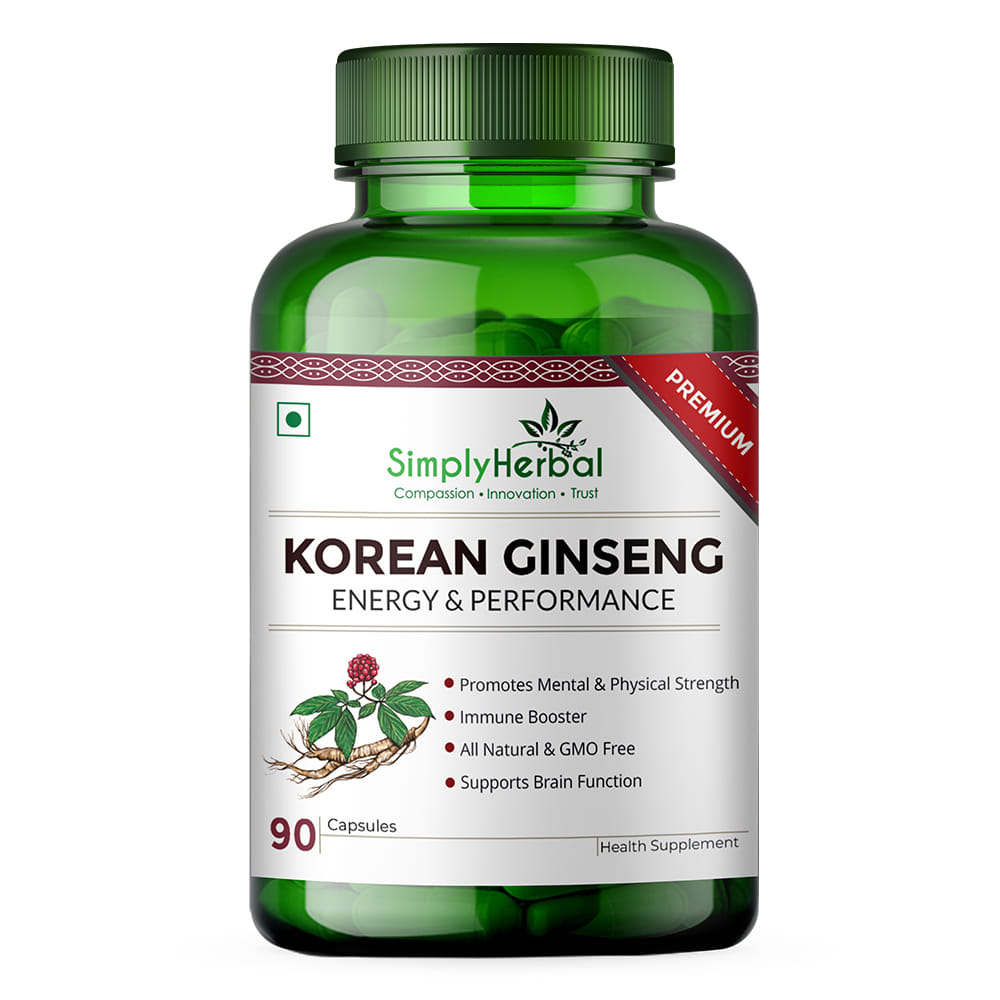 Simply Herbal Natural Korean Red Ginseng 500mg - 90 Capsules