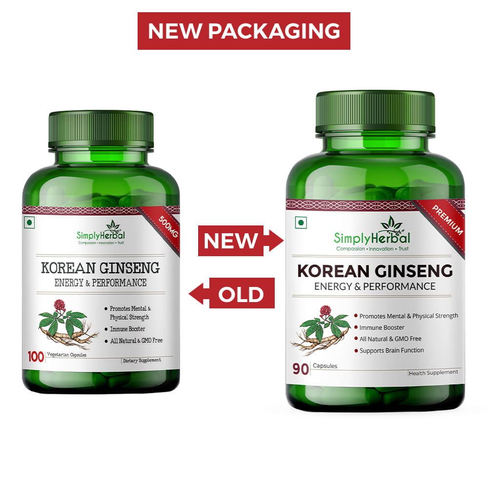 Simply Herbal Natural Korean Red Ginseng 500mg - 90 Capsules