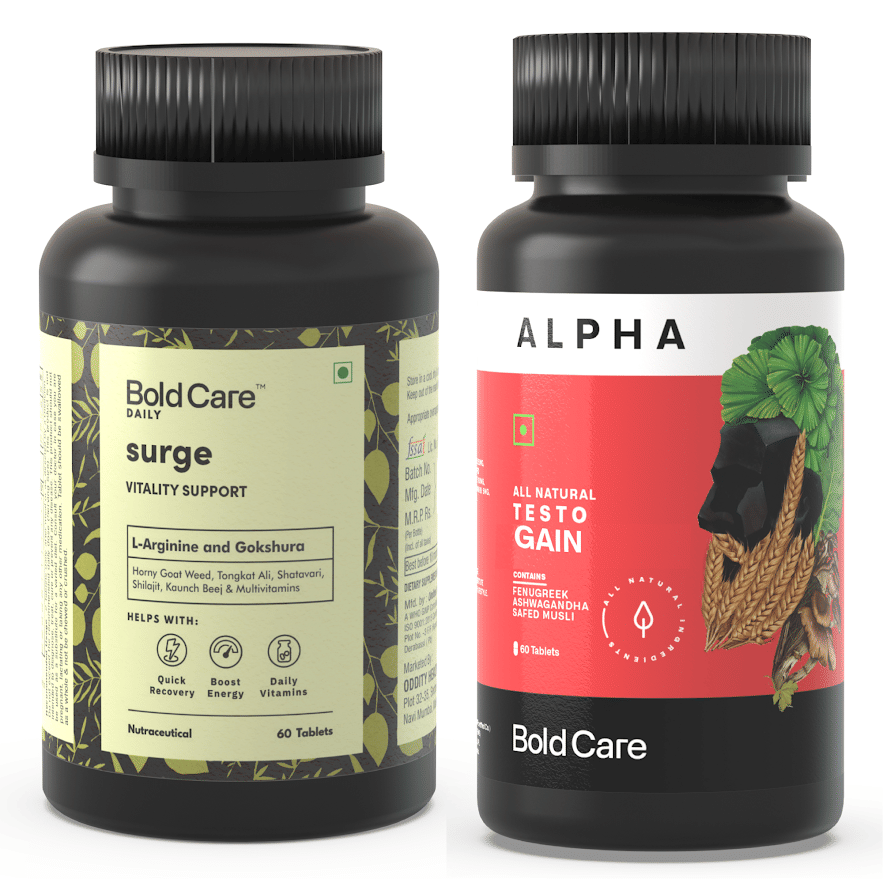Bold Care Men's Health Pack - Surge & Alpha - Natural Bodybuilding & Energy Booster Supplements ...