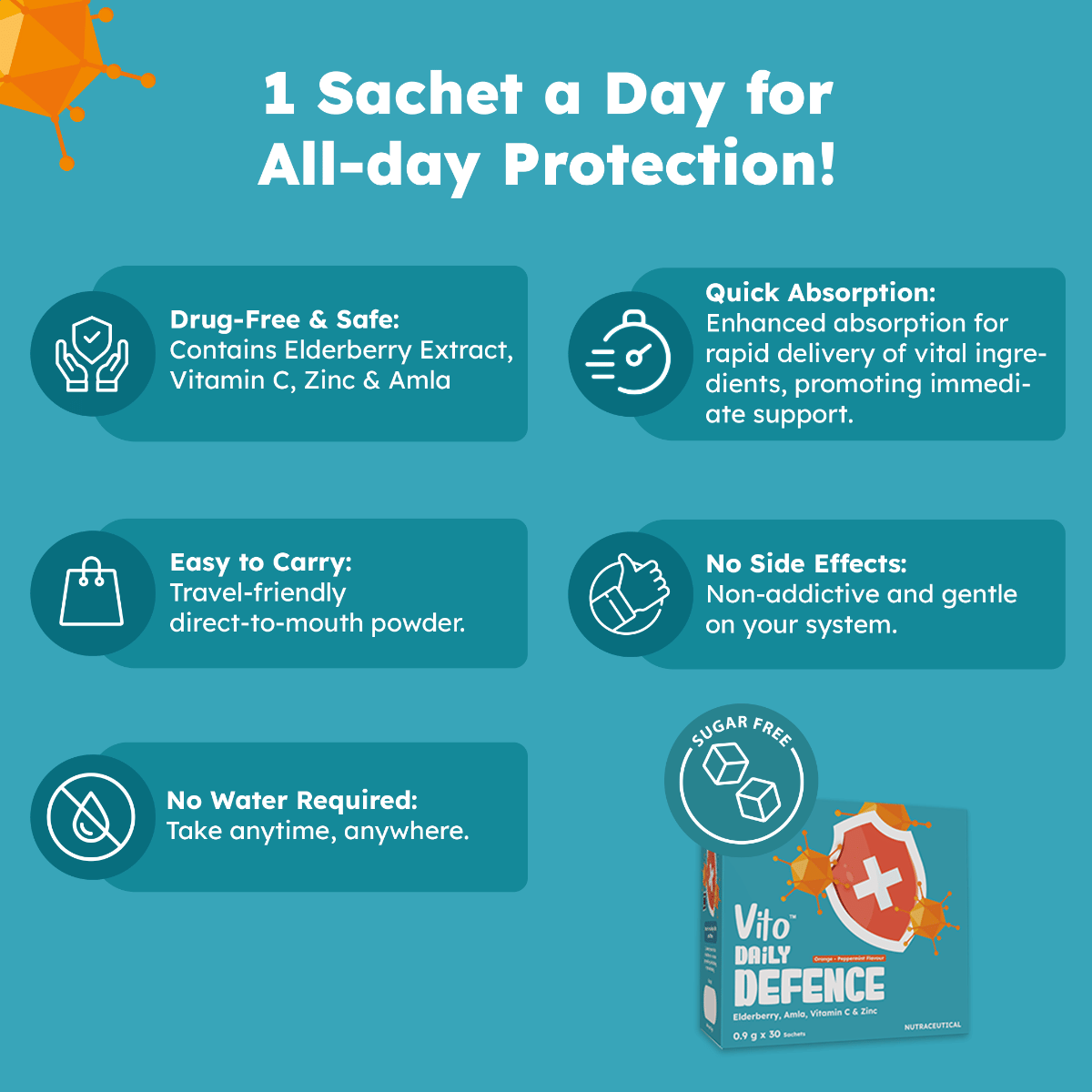 Vito Daily Defence direct to mouth powder, Covid protection, Elderberry ...