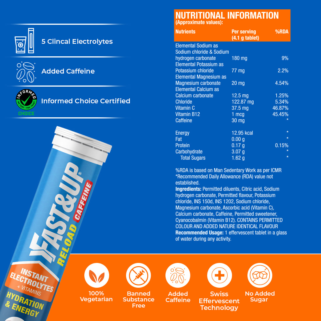 Fast & Up Reload Caffeine Electrolytes- Hydration-Instant Energy ...